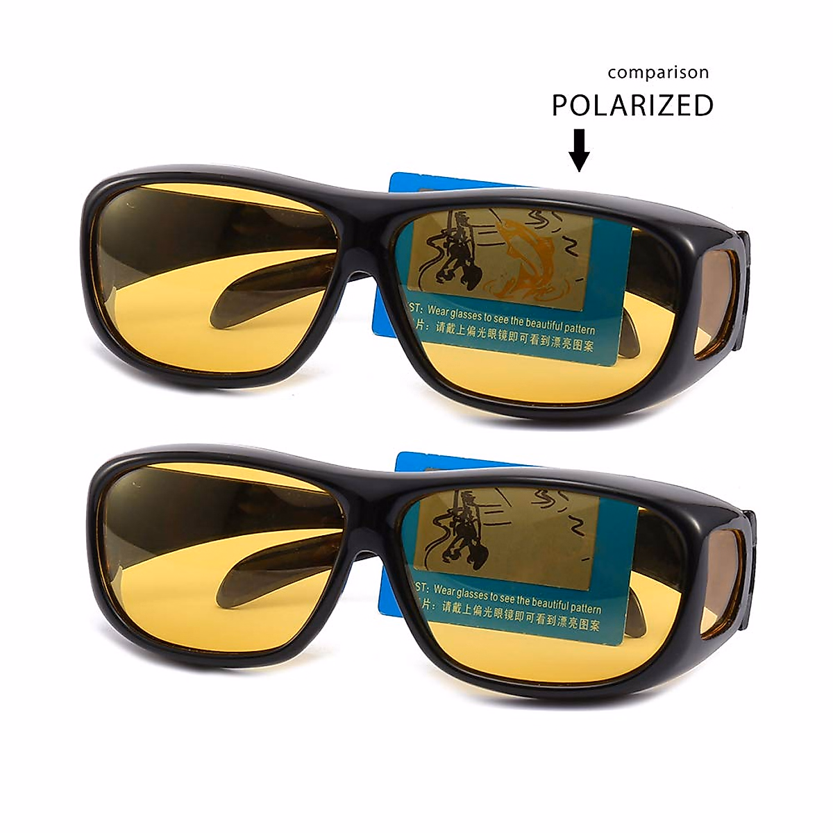 Gemgoo 2PCS Unisex Prescription Glasses Optic HD Night Day Driving Wrap Around Anti Glare Sunglasses