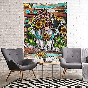 Western Gnome Sunflowers Personalized Blankets Throw Bed Sofa Couch Blankets Traveling Camping Hiking Soft Cozy 50 x 60 Inch