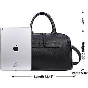 Iswee Genuine Leather Purses for Women Top Handle Handbags Soft Satchel Tote Shoulder Bag CrossBody Work Bag (Black)