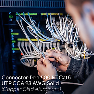 VIVO 500ft Bulk Cat6, CCA Ethernet Cable, 23 AWG, UTP Pull Box, Cat-6 Wire, Indoor, Network Installations, Gray, CABLE-V006