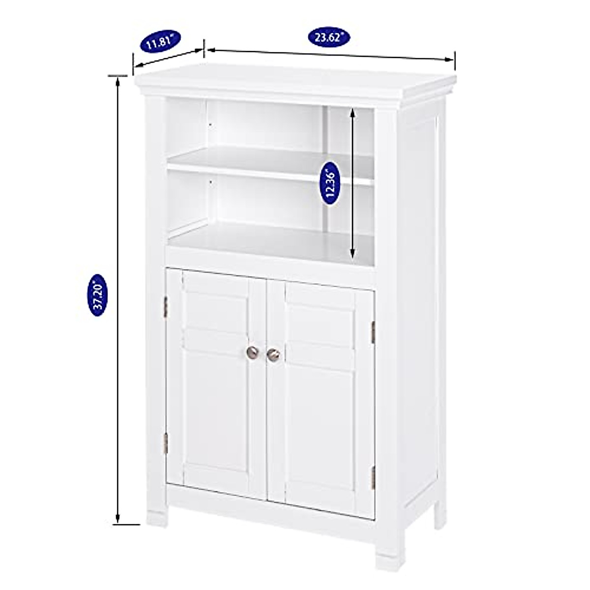 Spirich Bathroom Storage Cabinet, Floor Wood Cabinet with Doors and Adjustable Shelves, Freestanding Entryway Cabinet Organizer (White)