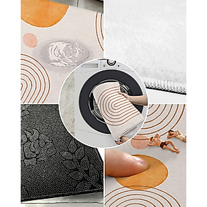 Indoor Doormat Boho Sun Mid Century Abstract Geometric,Shaggy Floor Mat with Non-Skid Backing Modern Minimalist Art,Machine Washable Plush Area Rug Carpets for Kitchen Nursery Bedroom 20x3in