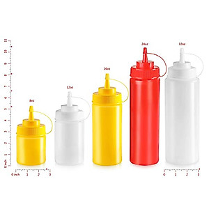 New Star Foodservice 26146 Squeeze Bottles, Plastic, 12 oz, Clear, Pack of 6