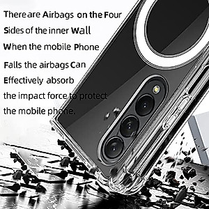 Boaoige for Samsung Galaxy Z Fold 4 5G Magnetic Hinged Pen Rail Case, Adjustable Kickstand Case, Fall Resistance Shockproof Technology-Style Full Protective Case Clear
