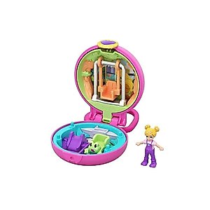 Polly Pocket Tiny Pocket Places Polly Playground Compact with Removable Swing, Photo Customization, Reveals, Micro Polly Doll and Sticker Sheet