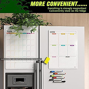 MAG-FANCY Magnetic Calendar for Refrigerator Set Weekly Dry Erase Fridge Taskmaster Calendar Whiteboard Meal Planner - with Extra-Thick Magnet Fine Tip Marker & Holes for Wall Hanging