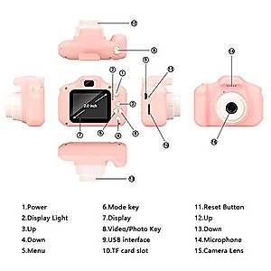 Kids Camera for Boys and Girls, Digital Camera Toy Gifts Ideas for Birthday and Christmas,Rechargeable Kids Video Camera Recorder,Portable Toy for Age 2 to 10 Years Old with 32GB Memory Card (Pink)…
