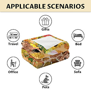 Giraffe Blanket Gifts - 40x50 Inches Aesthetic Throw Blanket for Girls & Boys - Orange Soft Fuzzy Plush Blankets for Decor