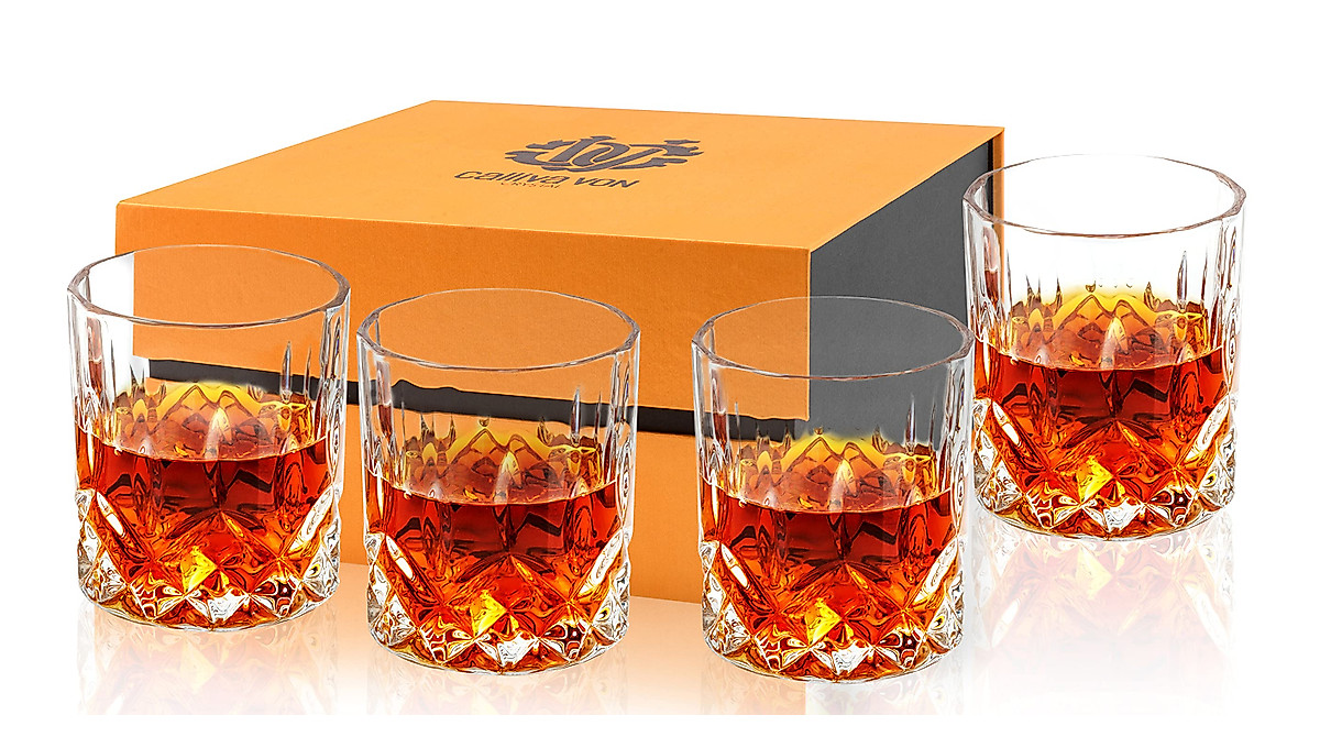 Calliva Von Whiskey Glasses Set of 6 - Heavy Crystal Rocks Glasses