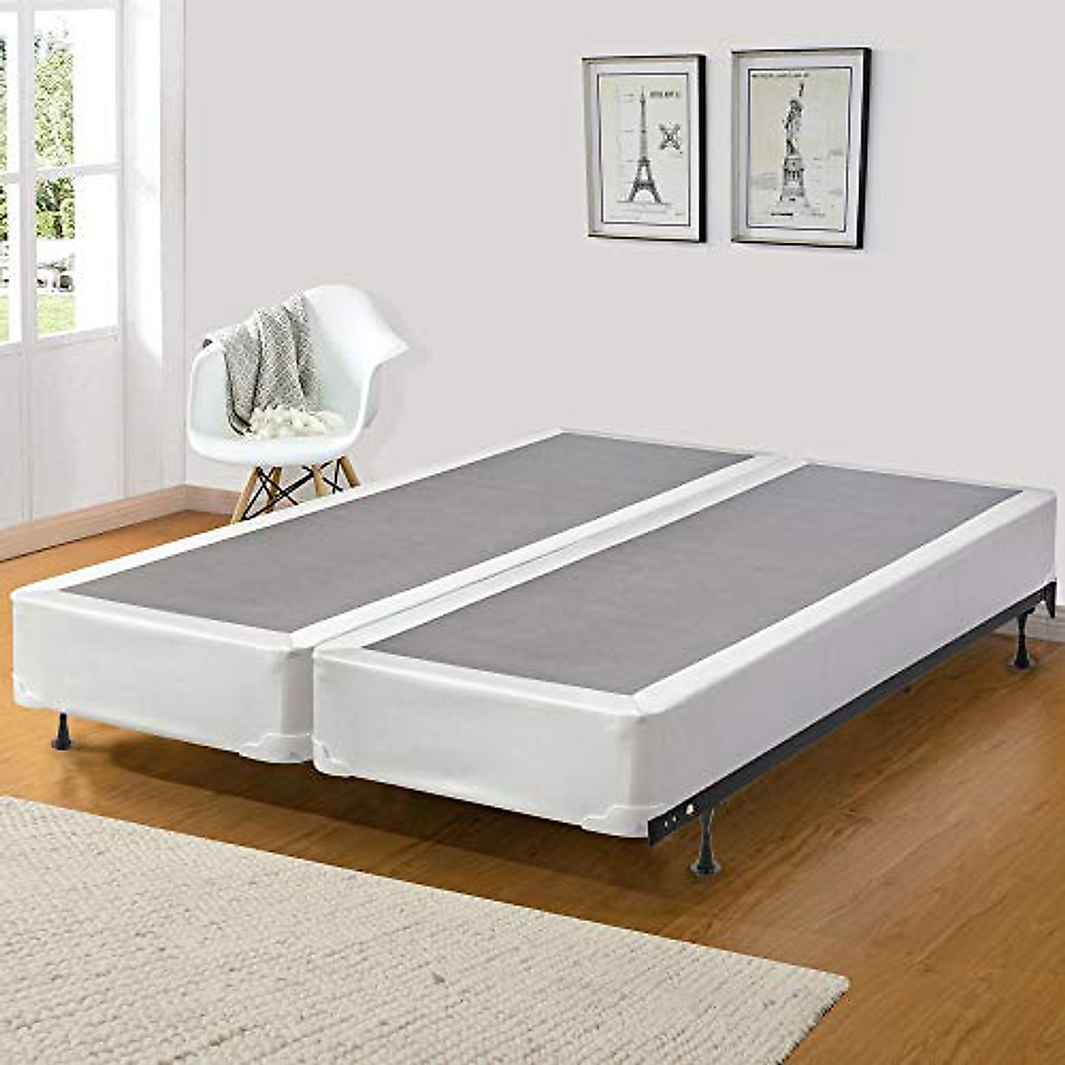 Greaton Fully Assembled Split Wood Traditional Box Spring/Foundation for Mattress with Frame Set, 75" X 48", 100vF-4/0-3S
