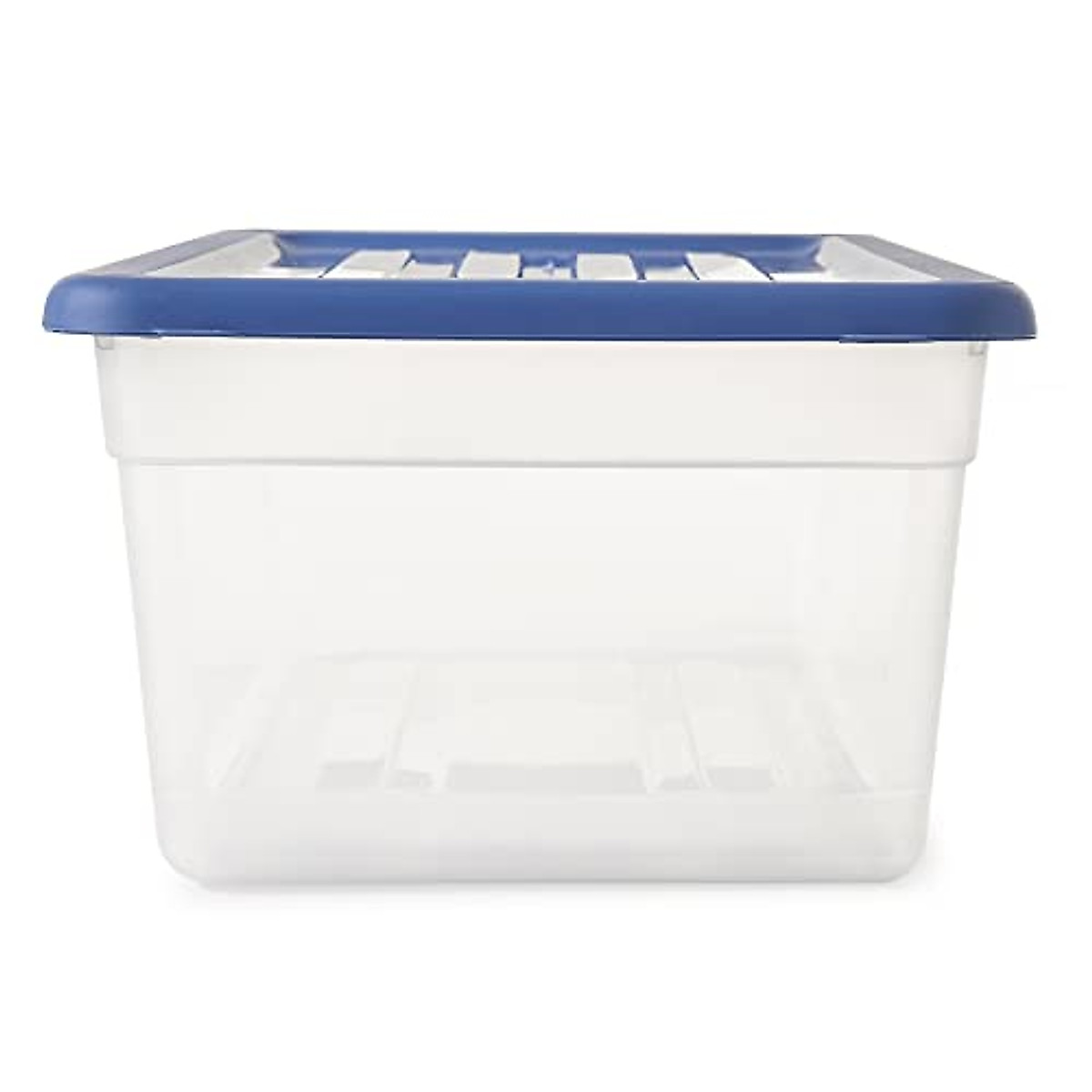 Gracious Living DLC6 1.5 Gallon Clear Plastic Storage Bin Container with Stylish Sky Blue Snap On Locking Lid (12 Pack)