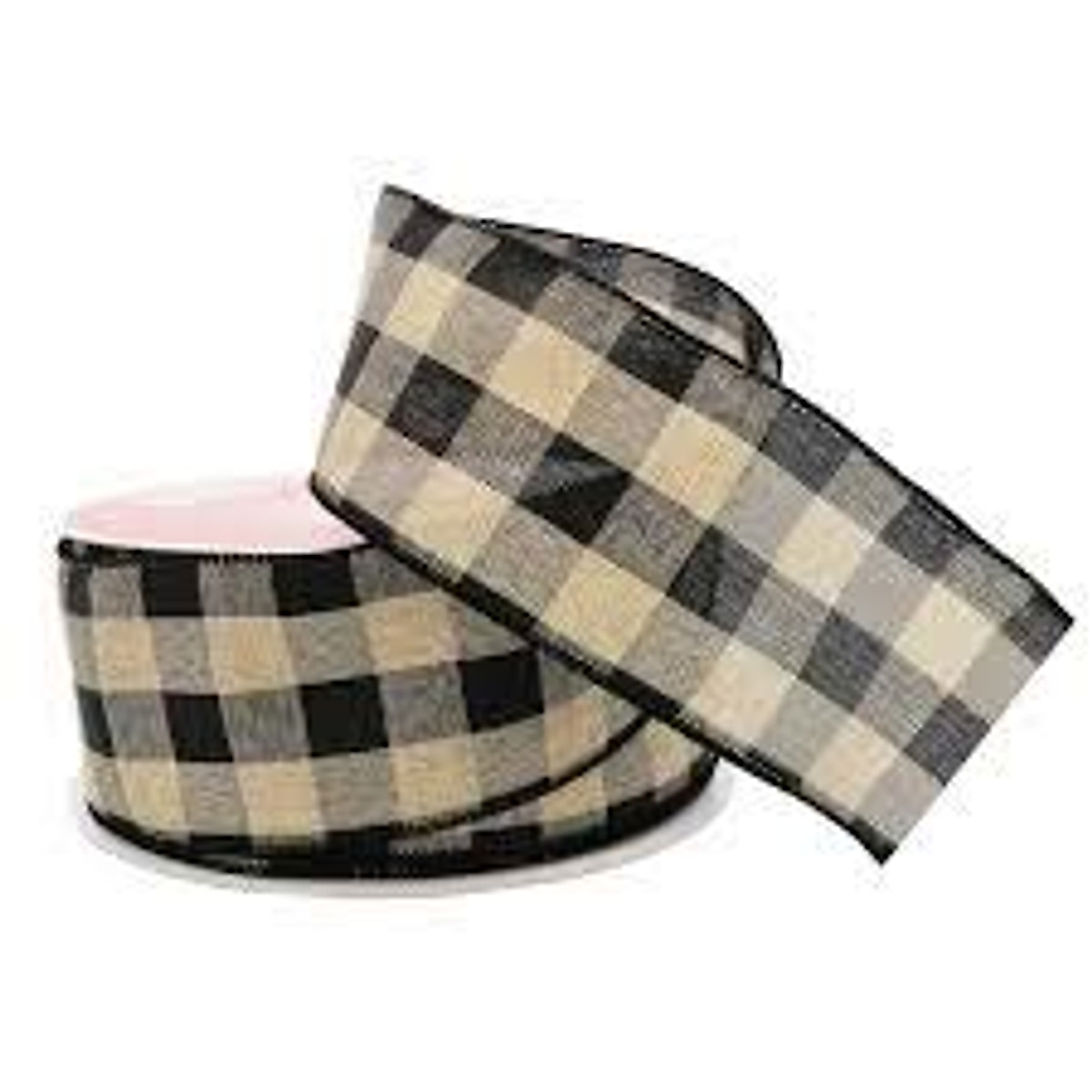 2.5" x 75ft Wired Checkered Jumbo Ribbon by Celebrate It Christmas Black & Beige