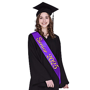 Purple Senior 2025 Satin Sash - 2025 Graduation Sash - Finally Graduated - Senior Cheer Sash - Cheerleader Sash - Competition Sash