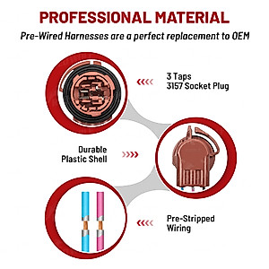 RED WOLF 3157 3156 Pre-Wired Harness Socket Adapter Pigtail Connector Plug Compatible with GM GMC Chevy Buick Cadillac 1997-2007 for Parking/Signal/Brake Light Female Adaptor Wiring Extension