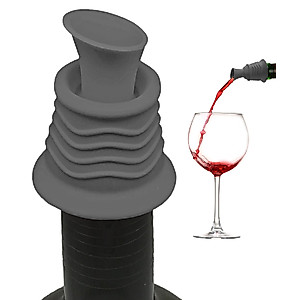 Wine Stopper and Pourer 2 Pack – Pink and Gray Silicone Wine Accessories to Serve Wine More Easily by Simply Charmed