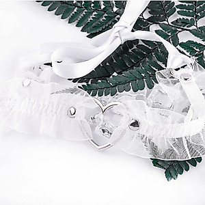 Eigso White Lace Bracelet Bangle for Women Choker PU Thight Leg Ring for Women Steampunk Gothic