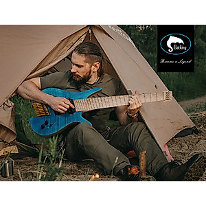 Batking Headless Electric Guitar, 8 String Fanned Fret Travel Guitar (blue)