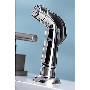 Kingston Brass KS8728CQL Claremont Widespread Kitchen Faucet with Plastic Sprayer, Brushed Nickel