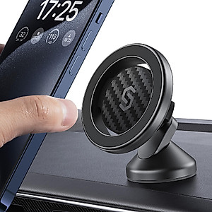 SYNCWIRE Fits MagSafe Car Mount - Carbon Fiber Magnetic Phone Holder for Car, 360° Roation Strong Magnet Car Phone Mount Dashboard Compatible iPhone 15 Pro Max 14 13 12,Samsung,MagSafe Car Accessories