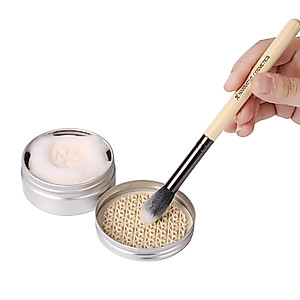 Narrative Cosmetics Solid Makeup Brush Cleanser Soap with Silicone Cleaning Pad, Cleans Natural & Synthetic Brushes, Vegan, Cruelty-Free, Natural Ingredients, Vanilla Fragrance, 2.45 Oz.