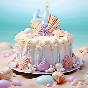 laackys Birthday Candle Number 4 Candles, Blue Purple Birthday Cake Candles, Cake Happy 4th Birthday Candles | Suitable for Mermaid Cake Decoration Birthday Party Supplies (4)