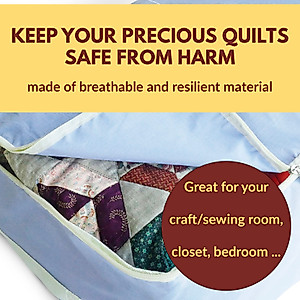 Madam Sew Large Quilt Storage Bag with 2-Way Zipper & See-Through Front Panel | Store and Protect Quilts, Blankets, Clothes & Fabrics | 2 Handles for Easy Carrying & Moving | 6 Piece Set