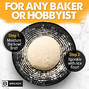 BreadX Banneton Proofing Basket - Modern Professional & Home Baking Tool - Sourdough Loaf & Artisan Bread Proving Brotform - Round Bowl with Spiral Patterns, No Odors, Splinters or BPA - 10 Inch