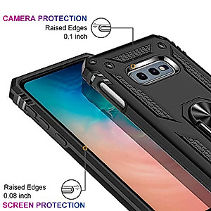 IKAZZ Galaxy S10e Case with Screen Protector,Military Grade Shockproof Cover Pass 16ft Drop Test with Magnetic Kickstand Car Mount Holder Protective Phone Case for Samsung Galaxy S10e Black