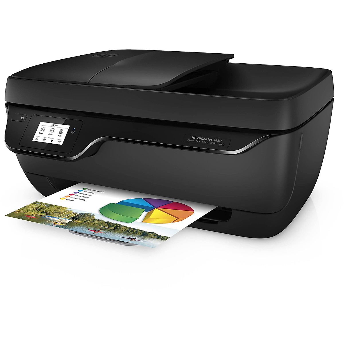 HP OfficeJet 3830 All-in-One Wireless Color Inkjet Printer - Print Scan Copy Fax - 2.2" Touchscreen, 20 ppm, 4800 x 1200 dpi, 35-Sheet ADF, Manual Duplex Printing, 4 x 6 Photo, Tillsiy