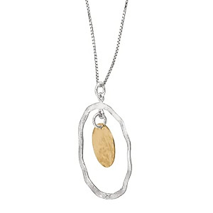 Silpada 'Marbella' Two-Tone Disc Pendant Necklace in Sterling Silver with Gold-Plating, 18" + 2"