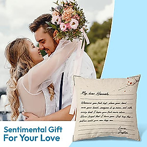 Hyturtle Personalized Love Letter Throw Pillow (Insert Included) Long Distance Gifts for Her Girlfriend Wife Him Boyfriend Husband - Valentine's Day Anniversary - Customized Cushion Home Decor Pillow