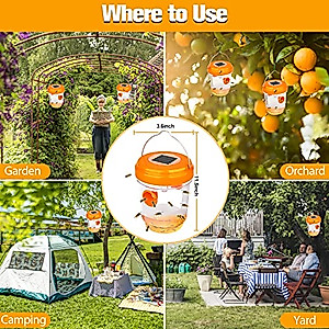 Mayardfun Wasp Traps, Solar Bee Trap Catcher, Wasp Catcher Yellow Jacket Trap with UV LED Light, Nontoxic Reusable Wasp Trap Orange Orange