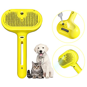 CityinSky Cat Brush for Shedding - Pet Hair Removal Comb with Water Tank, Steam Brush, Cat Bath Brush, Dog Brush - Yellow