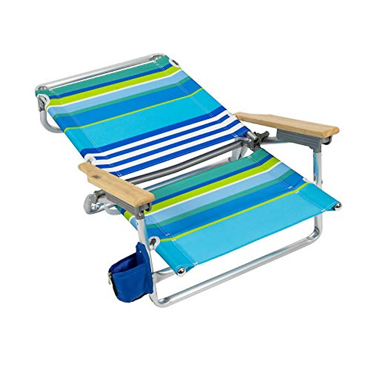 RIO beach Classic 5-Position Lay-Flat Folding Beach Chair, 30.8" x 24.75" x 29.5", Cool Blue Stripes