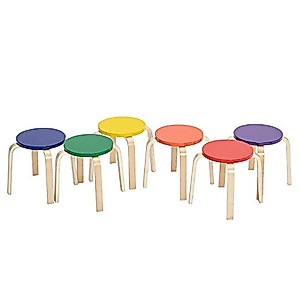 ECR4Kids Bentwood Stackable Stools, Classroom Furniture, Assorted, 6-Piece