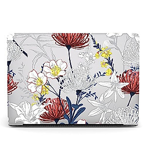 IVY Flower Series Case for MacBook Air 13 Old Release (2010-2017, Models: A1369 / A1466) Hard Shell Case with Keyboard Cover Set - F
