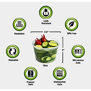 Generic Food Storage Container 48 Set Deli Containers With Lids Reusable Plastic Small Soup Bowls Salad Cups Leakproof Safe BPA Free For freezer Dishwasher Microwave(16 oz)