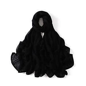 Txameru Women's Hijab Viscose Hijab for Women Muslim Cotton Hijab Fashion Hijab Scarf (Black)
