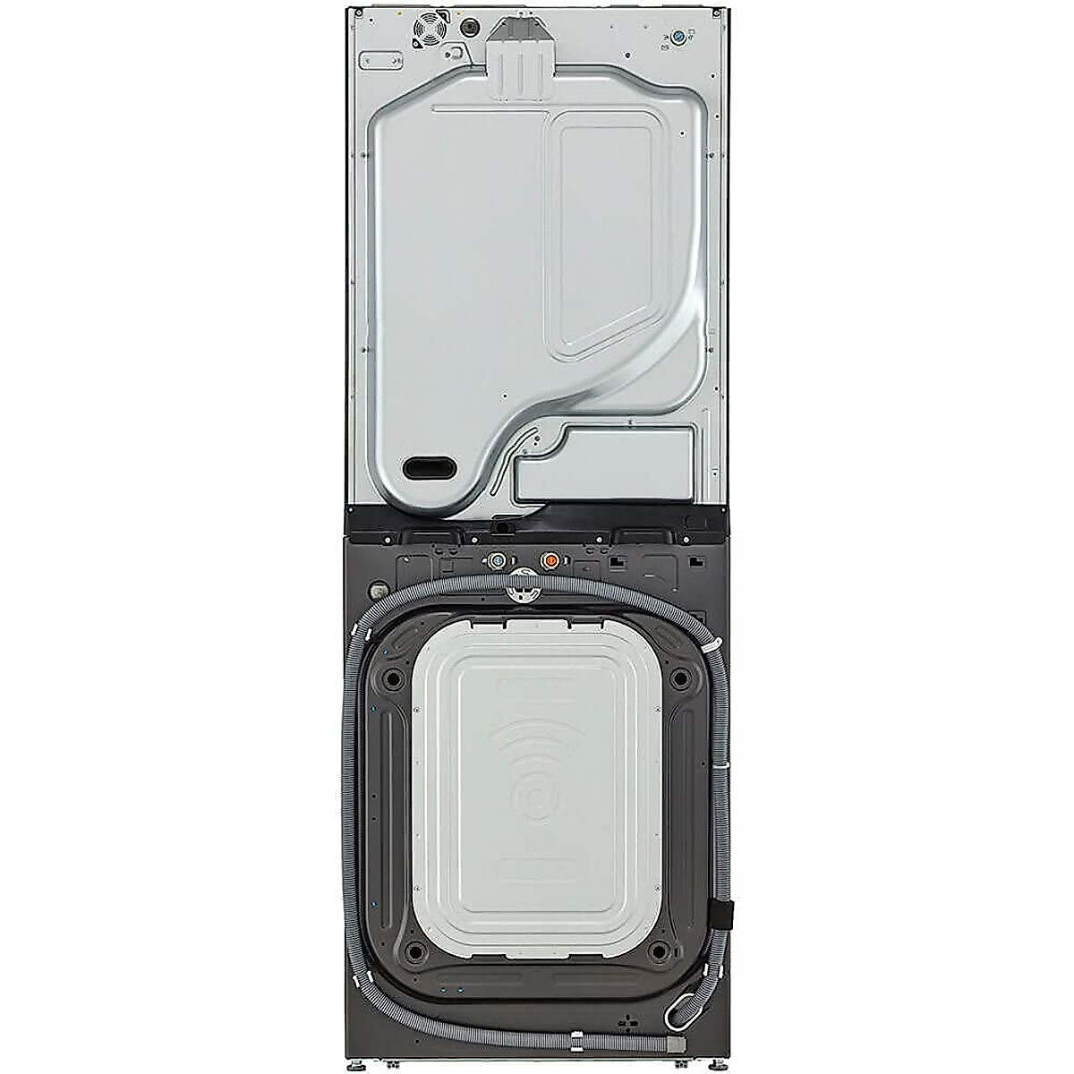 LGE WKEX200H Single Unit Washtower With Center Control 4.5 Cu.Ft. Front Load Washer & 7.4 Cu.Ft. Electric Dryer (Black Steel)