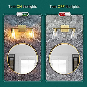 EnweMahi 2 Light Gold Bathroom Light Fixtures, Brushed Brass Wall Sconce, Modern Vanity Lights for Bathroom for Mirror, Corridor, Bedroom…