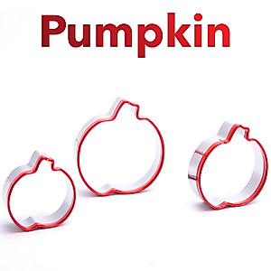 3Pcs Pumpkin Cookie Cutters 2.7" 3.3" 4", Halloween Cookie Cutter, Fall Thanksgiving Cookie Cutters, Biscuit Cutter Set, Coated with Soft PVC for Protection