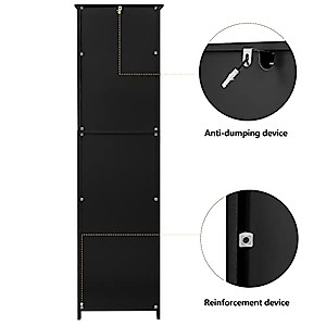 usikey 67" Bathroom Storage Cabinet with 2 Doors & 1 Drawer, Tall Bathroom Cabinet with Adjustable Shelves, Narrow Tall Linen Tower Cabinet for Bathroom, Living Room, Bedroom, Black