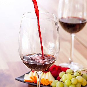 Restaurantware Voglia Nude 25 Ounce Bordeaux Wine Glasses Set Of 12 Stemmed Crystal Wine Glasses - Laser-Cut Rim Dishwasher-Safe Fine-Blown Crystal Red Wine Glasses For White or Red Wines