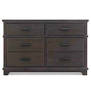 Delta Children Simmons Kids Asher 6 Drawer Dresser with Changing Top, Fully Assembled Rustic, Greenguard Gold Certified, Rustic Grey
