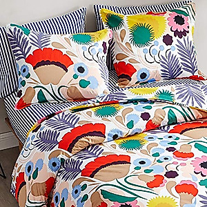 Marimekko - Queen Duvet Cover Set, Cotton Percale Bedding with Matching Shams, All Season Home Decor (Ojakellukka Multicolor, Queen)