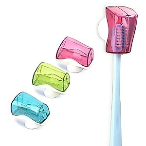 Y-Kelin Toothbrush Covers with Suction Caps - Portable Toothbrush Protector (3 PCS)- Tooth Brush Head Cover Cups for Bathroom and Travel
