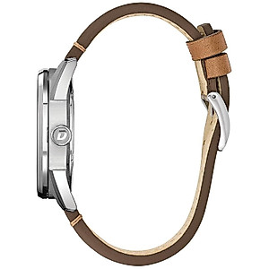 Citizen Men's Eco-Drive Weekender Watch in Stainless Steel with Brown Leather Strap, Blue Dial, 42mm (Model: BU4020-01L)