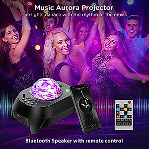 Star Projector & Night Light Projector, 3 in 1 Galaxy Projector with Bluetooth Speaker, with 15 Lighting Modes, Remote Control & Timer, for Kids Adults Decor Bedroom/Party/Gathering/Christmas