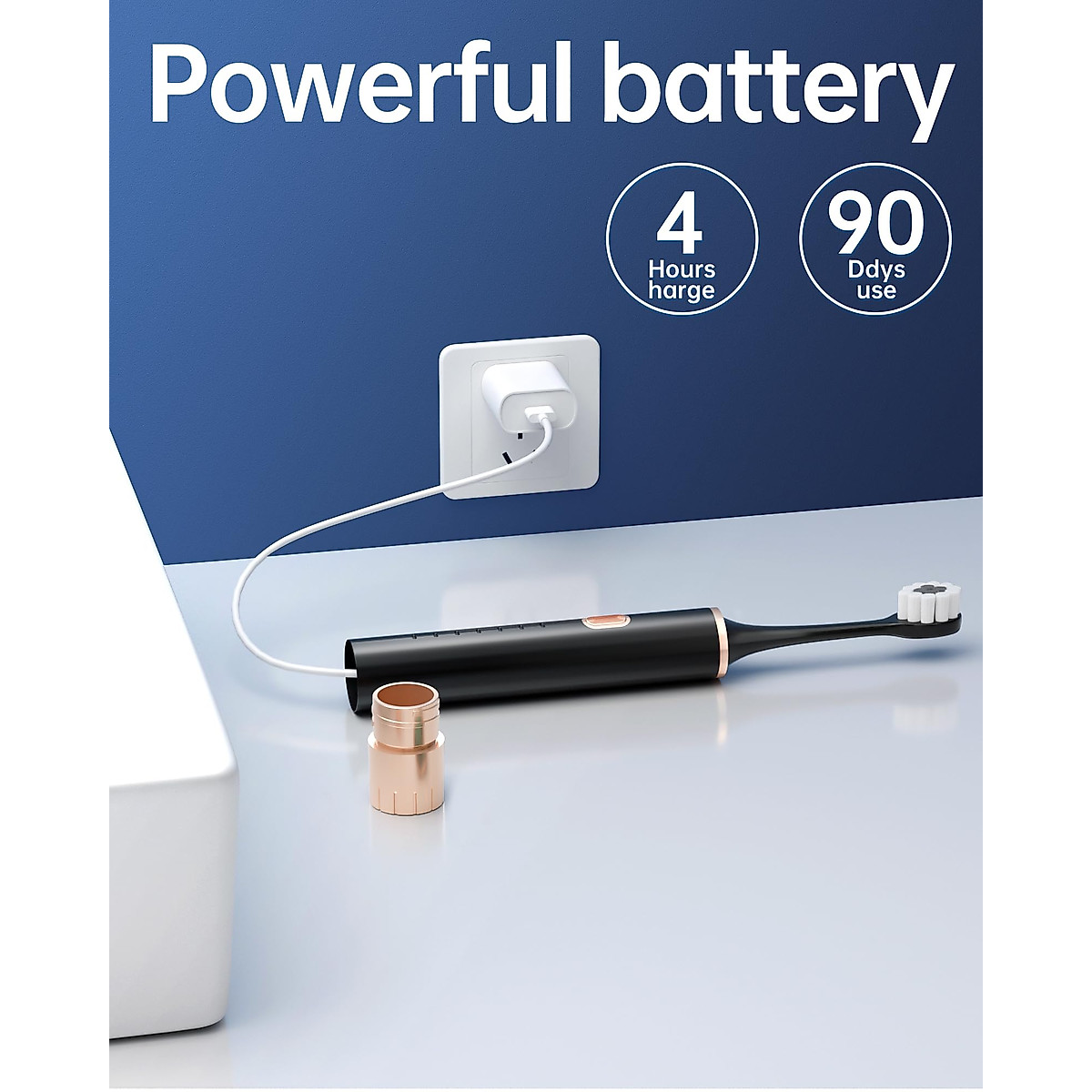 Aneebart Sonic Electric Toothbrush 2 Pack，Electric Toothbrush for Adults，Travel Electric Toothbrush Includes 12 Brush Heads，IPx8 Waterproof （Black & White ）