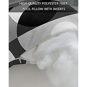 Recliner Head Pillow Ledge Loungers Chair Pillows with Insert Navy Blue and Grey Geometry Pattern Lumbar Pillow with Adjustable Strap Outside Patio Decorative Garden Cushion for Bench Couch, 2 PCS